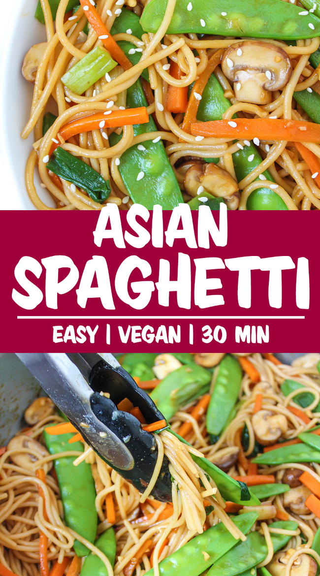 Asian Spaghetti with Garlic and Vegetables - The Garden Grazer