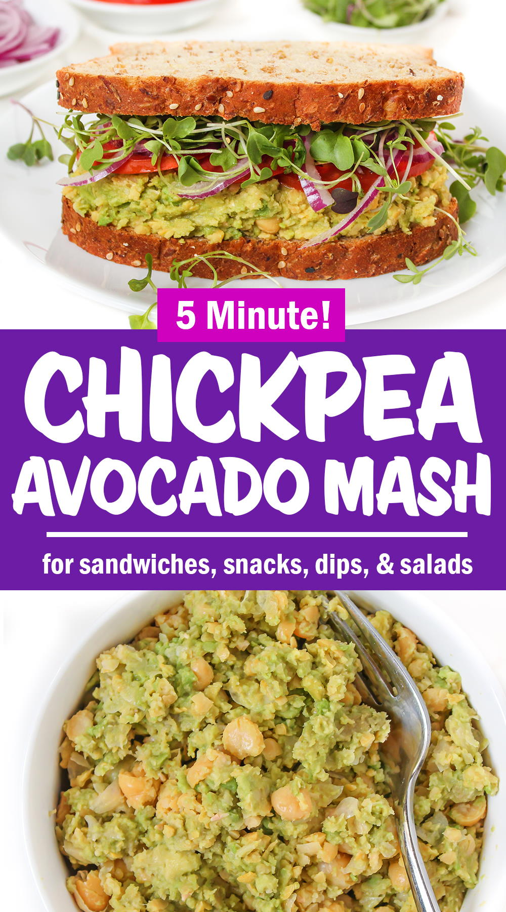 Chickpea Avocado Mash (Dip + Sandwich) - The Garden Grazer
