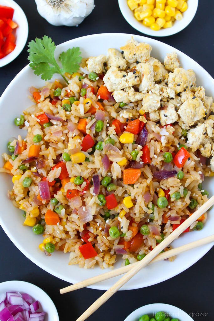 Rainbow Veggie Fried Rice (Easy!) - The Garden Grazer