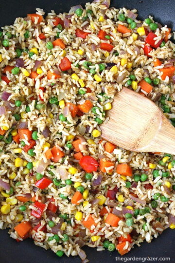 Rainbow Fried Rice with Veggies (Easy!) - The Garden Grazer