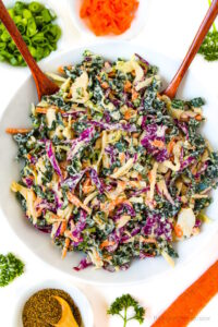 Kale Slaw with Creamy Dressing (Vegan!) - The Garden Grazer