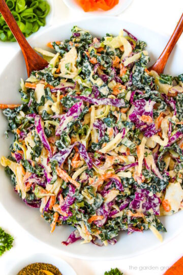 Kale Slaw with Creamy Dressing (Vegan!) - The Garden Grazer