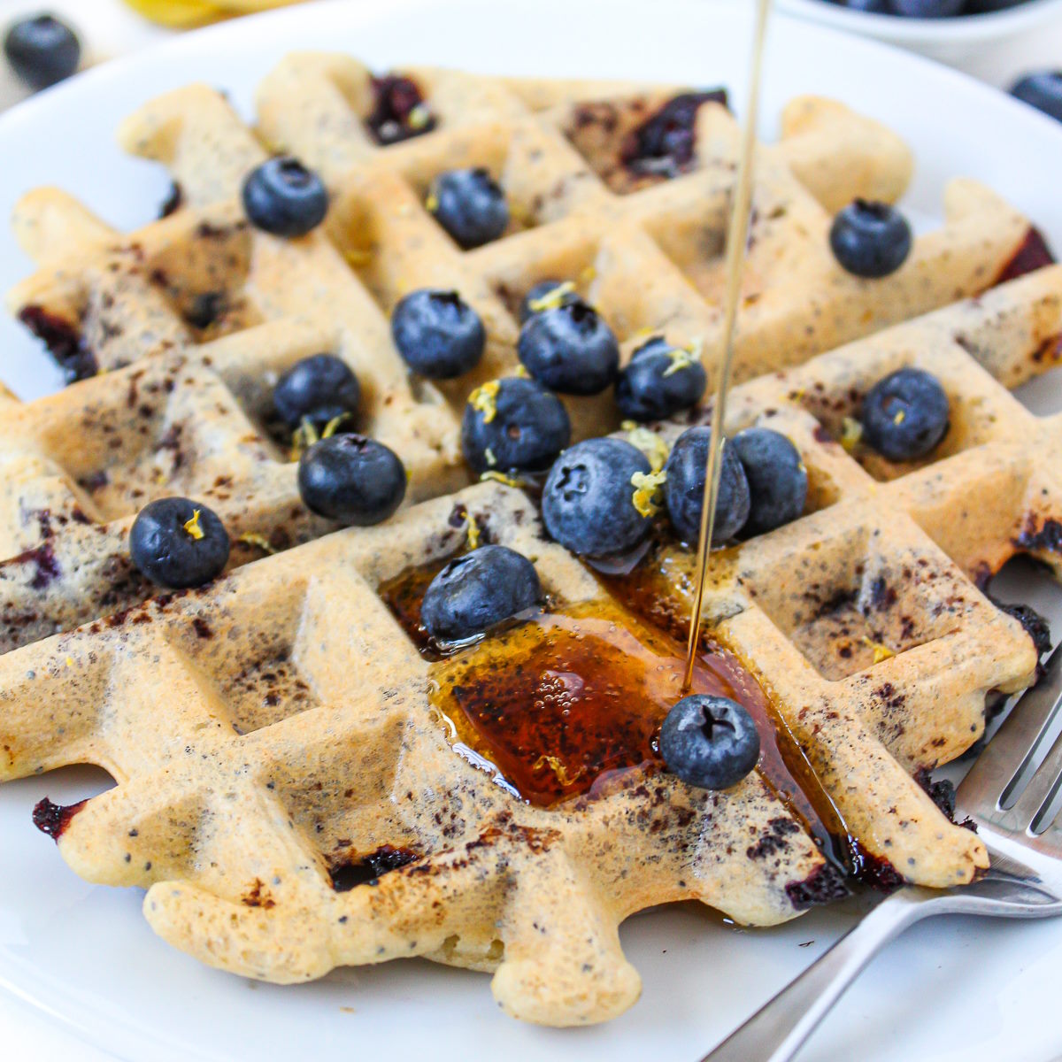 Blueberry Waffles (Vegan, Gluten-Free!) - The Garden Grazer
